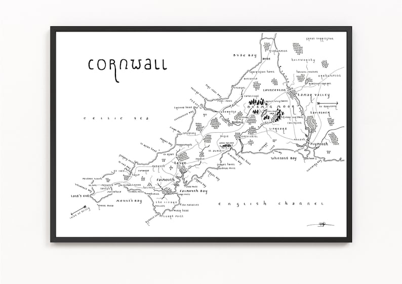CORNWALL Map Print County Map Minimalist Map Art Wall - Etsy UK