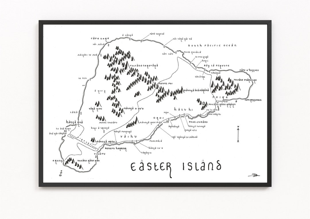 EASTER ISLAND/RAPA Nui Map Print | Minimalist Map Art | Wall Art | Art ...