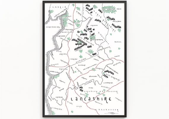 LANCASHIRE Map Print County Map Minimalist Map Art Wall - Etsy UK