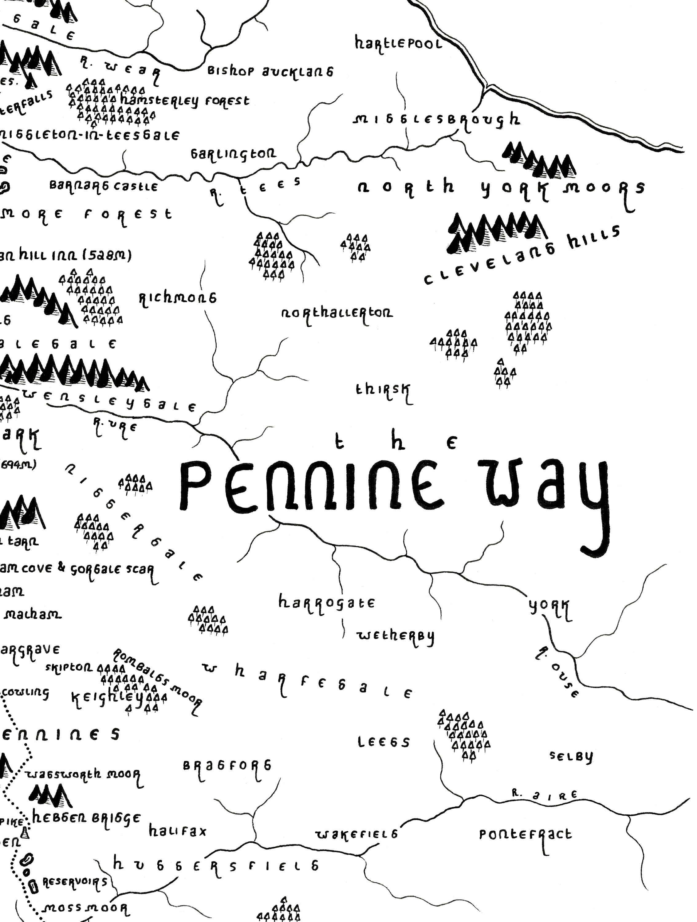 THE PENNINE WAY Map Print Trail Map Minimalist Map Art - Etsy