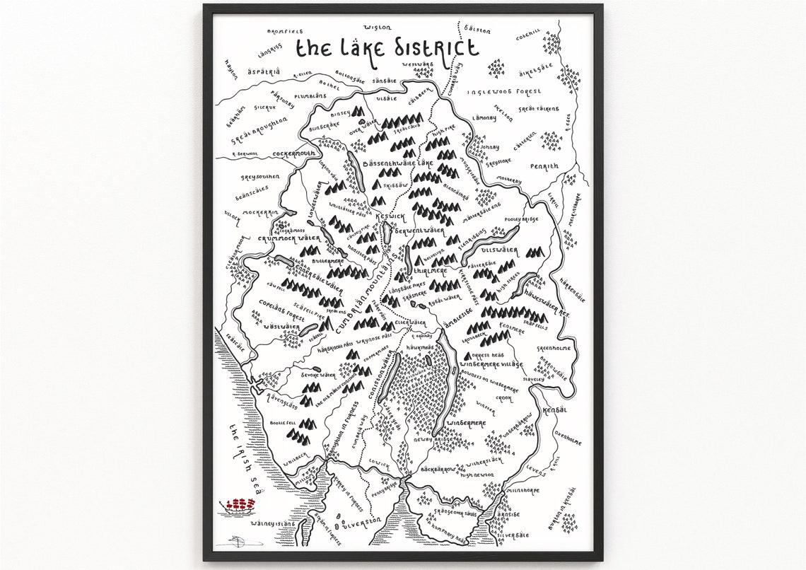 THE LAKE DISTRICT Map Print | National Park Map | Minimalist Map Art ...