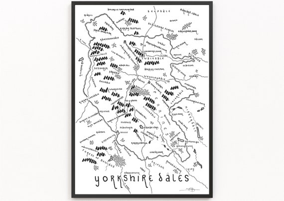 THE YORKSHIRE DALES Map Print National Park Map Minimalist | Etsy