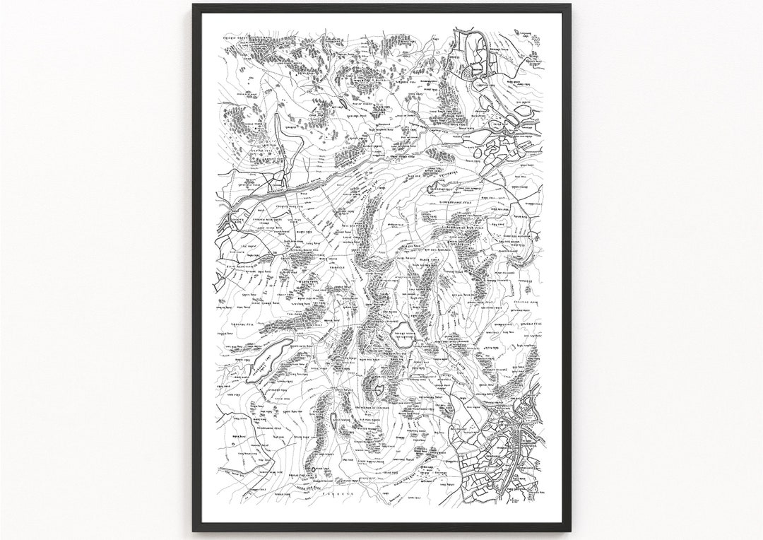 THE CONISTON FELLS | the Lake District | Wainwright Inspired Map | Map ...