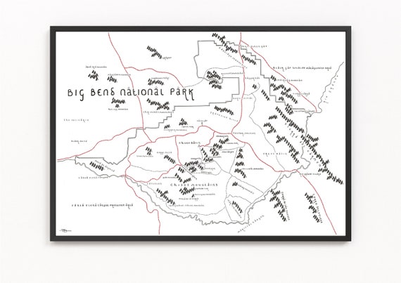 BIG BEND Map Print National Park Map Minimalist Map Art | Etsy