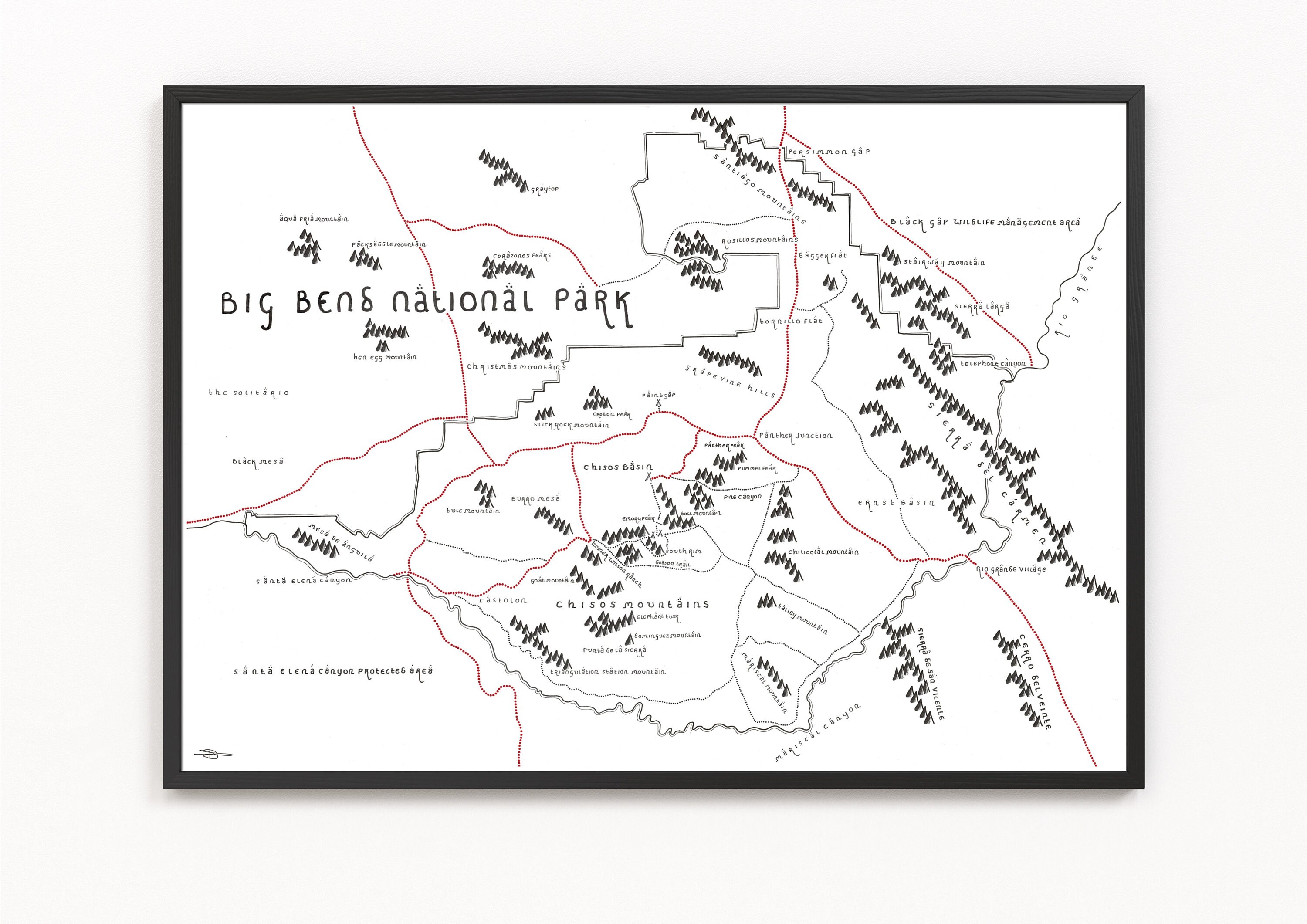BIG BEND Map Print | National Park Map | Minimalist Map Art | Wall Art ...