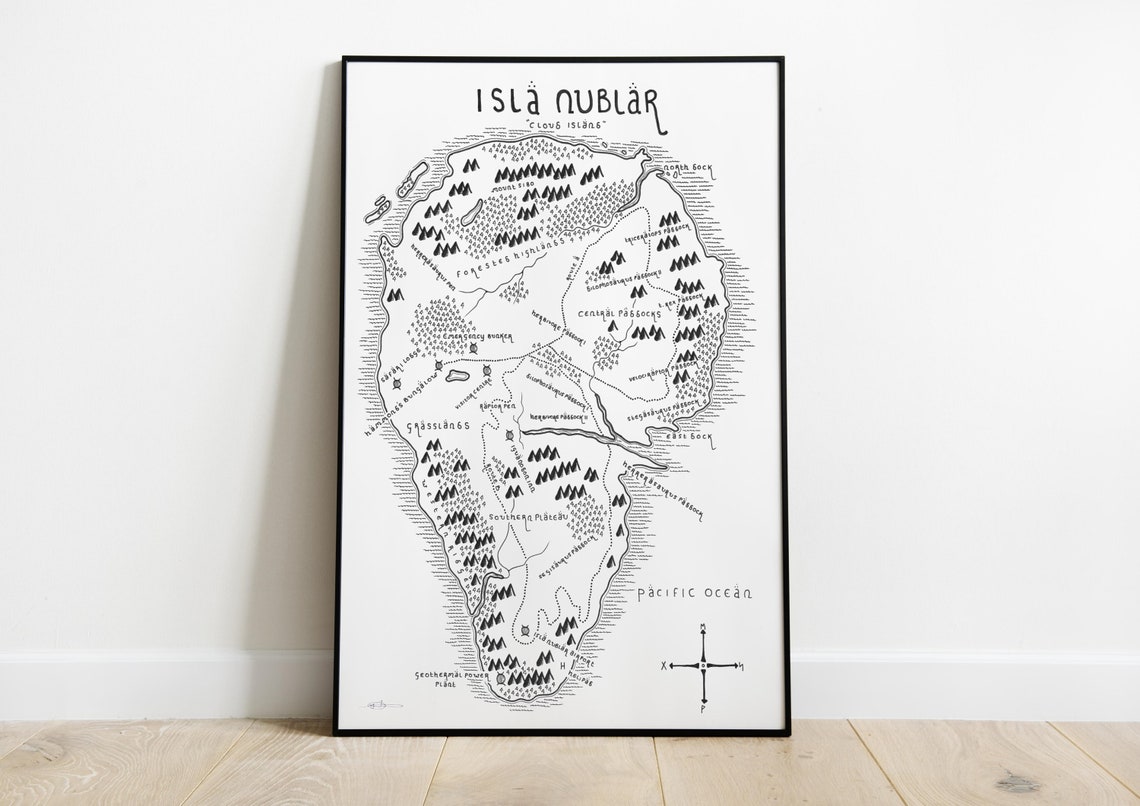 ISLA NUBLAR (jurassic Park) Map Print | Fictional Map | Minimalist Map ...