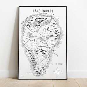 ISLA NUBLAR (jurassic Park) Map Print | Fictional Map | Minimalist Map ...