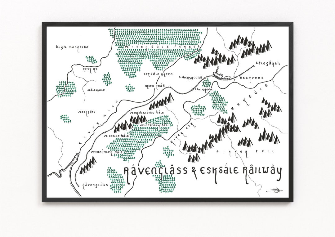 RAVENGLASS and ESKDALE RAILWAY Map Print | Minimalist Map Art | Wall ...
