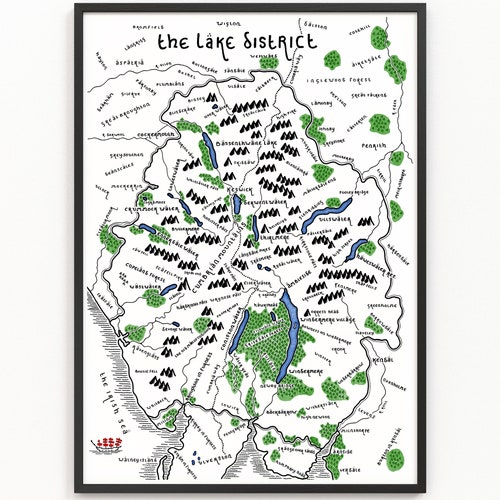 Lake District National Park Map Art Print | Etsy UK