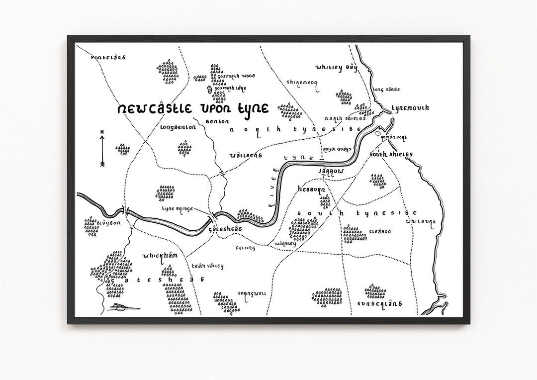NEWCASTLE UPON TYNE Map Print | City Map | Minimalist Map Art | Wall ...