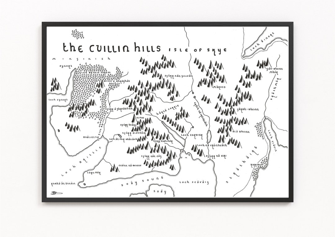THE CUILLIN HILLS Map Print | Minimalist Map Art | Wall Art | Art Print ...