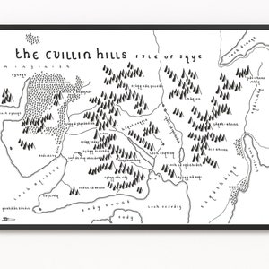 THE CUILLIN HILLS Map Print | Minimalist Map Art | Wall Art | Art Print ...