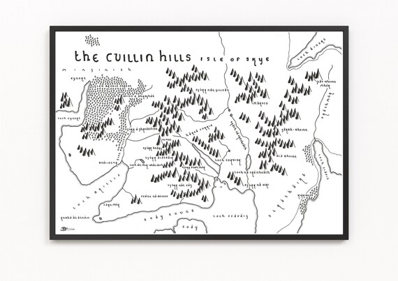 THE CUILLIN HILLS Map Print Minimalist Map Art Wall Art | Etsy