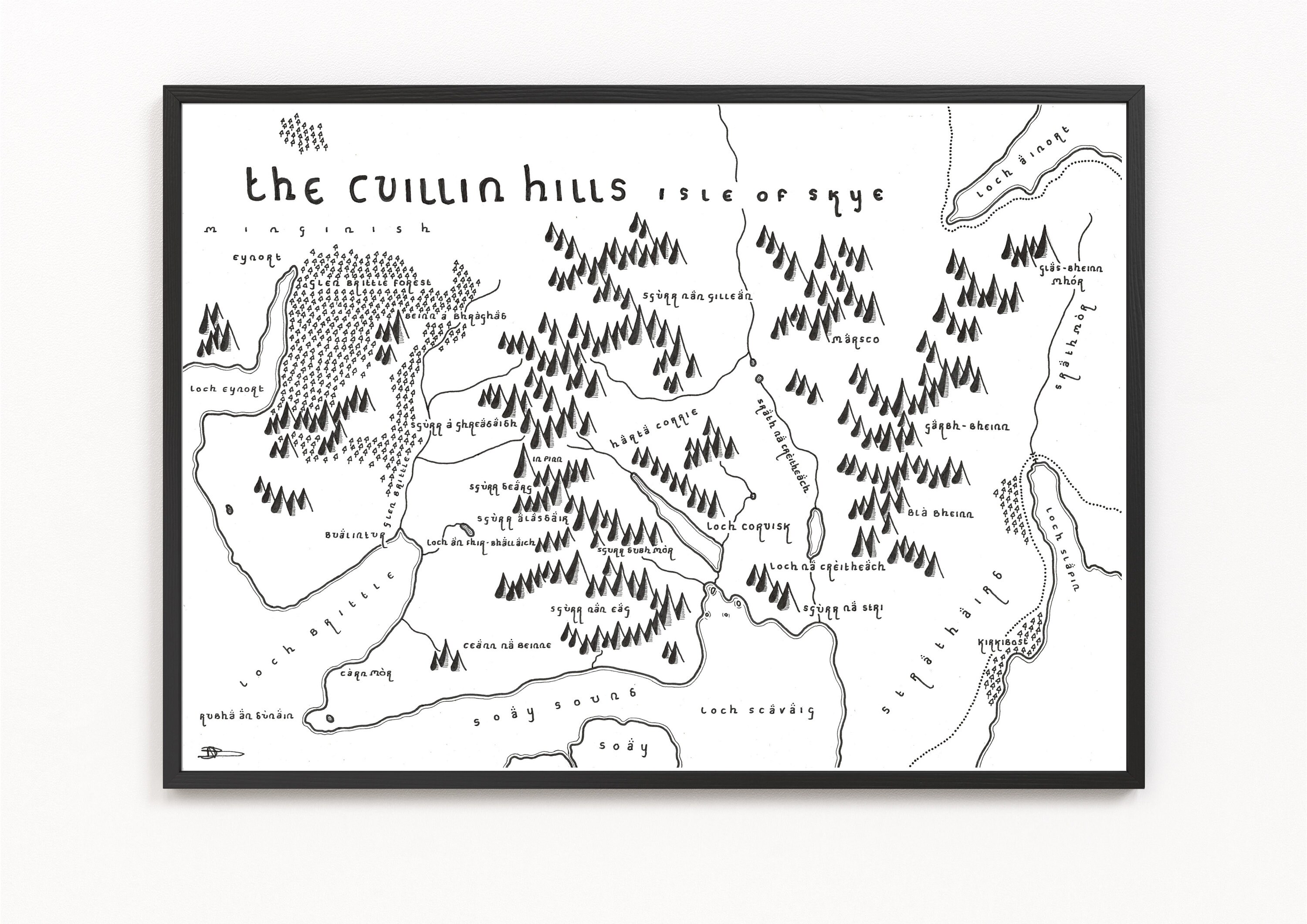 THE CUILLIN HILLS Map Print Minimalist Map Art Wall Art - Etsy UK