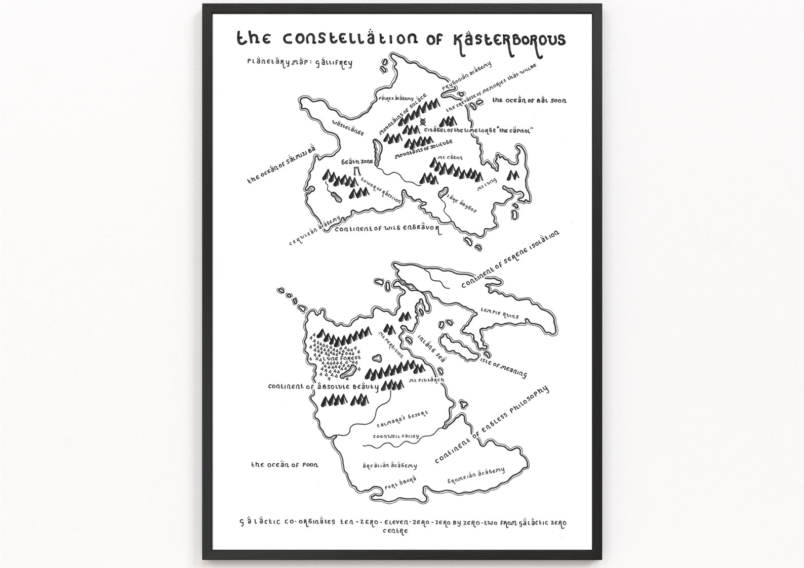GALLIFREY (dr Who) Map Print | Fictional Map | Minimalist Map Art ...