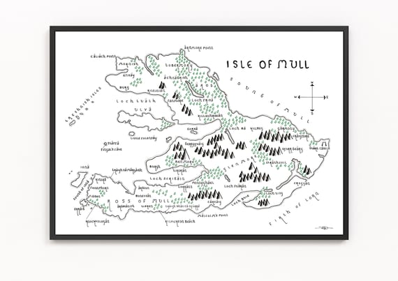 ISLE OF MULL Map Print Minimalist Map Art Wall Art Art | Etsy