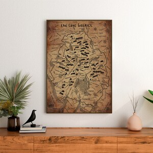 THE LAKE DISTRICT Aged Map Print | National Park Map | Minimalist Map ...