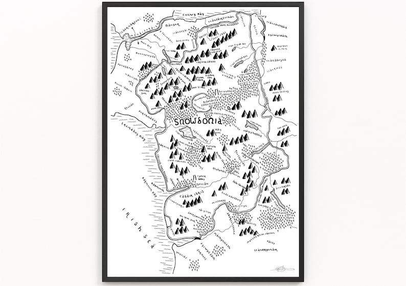 SNOWDONIA Map Print | National Park Map | Minimalist Map Art | Wall Art ...