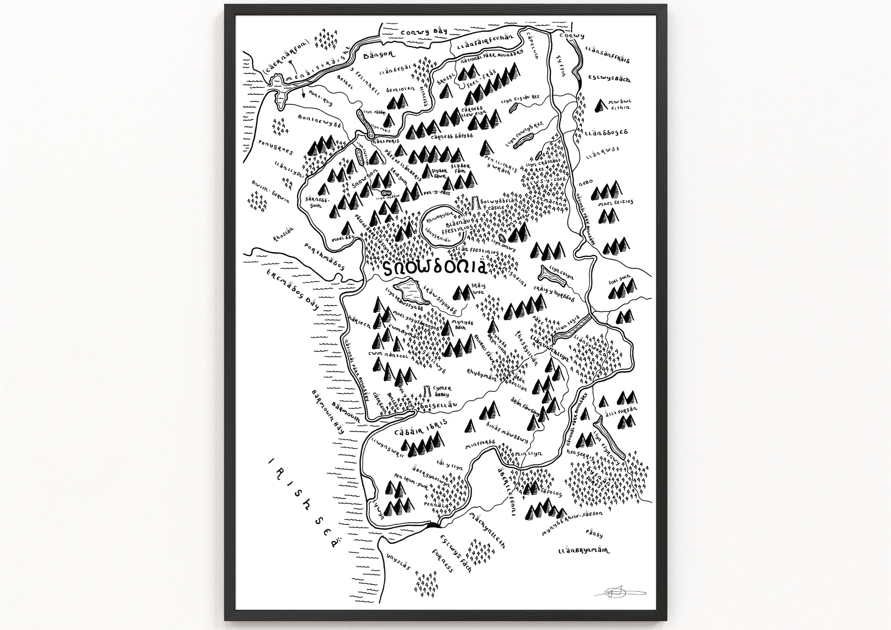 SNOWDONIA Map Print National Park Map Minimalist Map Art | Etsy UK