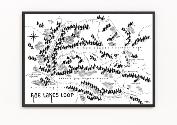 RAE LAKES LOOP Map Print Trail Map Minimalist Map Art - Etsy
