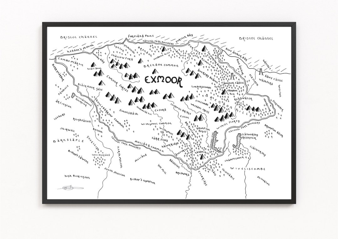 EXMOOR Map Print | National Park Map | Minimalist Map Art | Wall Art ...