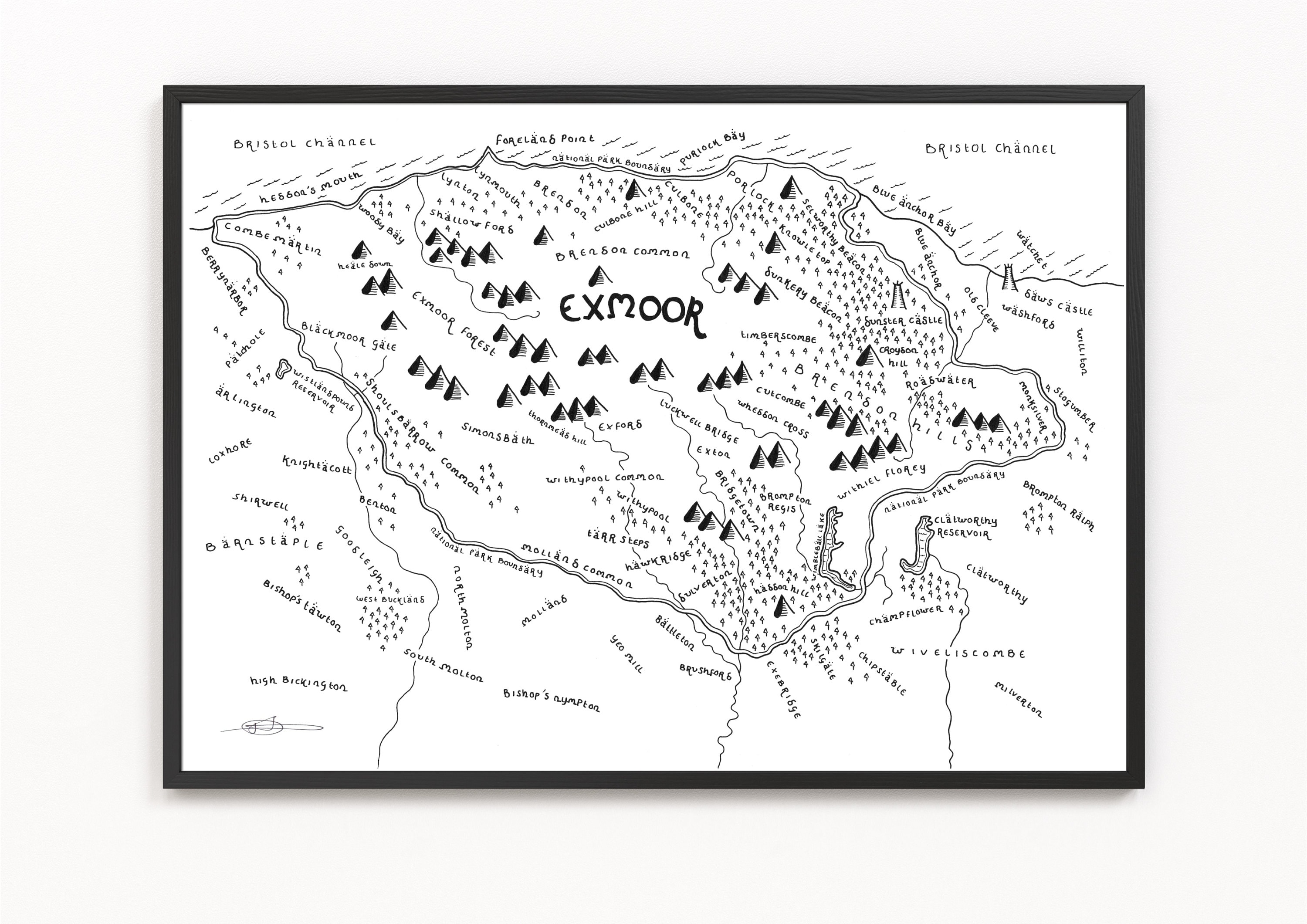 EXMOOR Map Print National Park Map Minimalist Map Art - Etsy UK