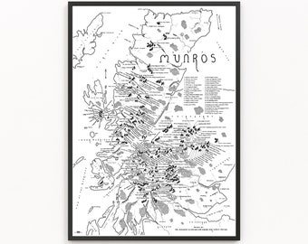 Munro Map of Scotland - Etsy UK