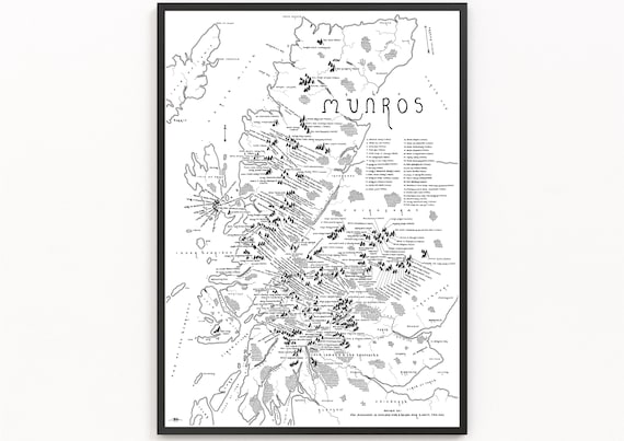 THE MUNROS Map Print Mountain Map Minimalist Map Art - Etsy UK