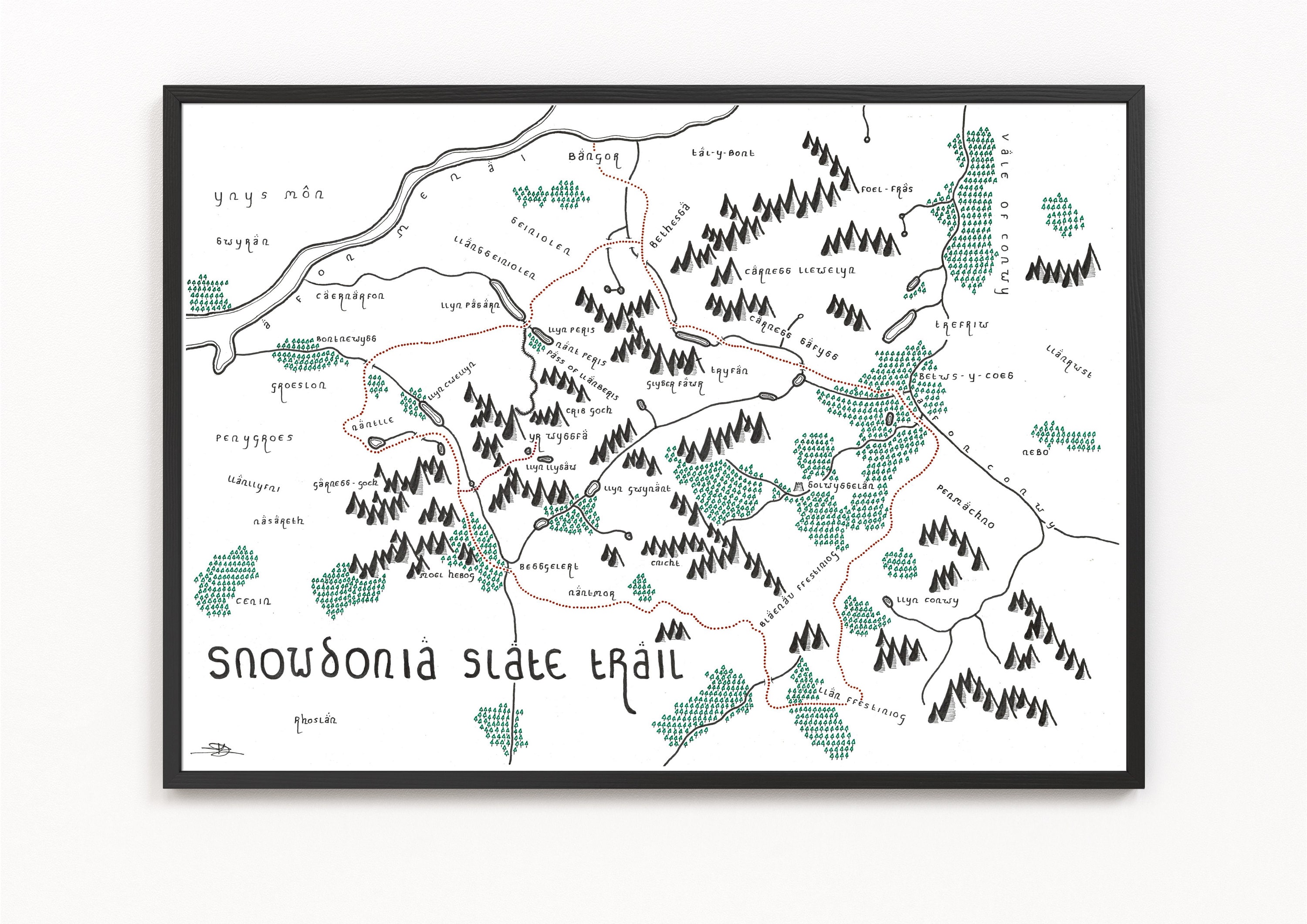 SNOWDONIA SLATE TRAIL Map Print Trail Map Minimalist Map - Etsy UK