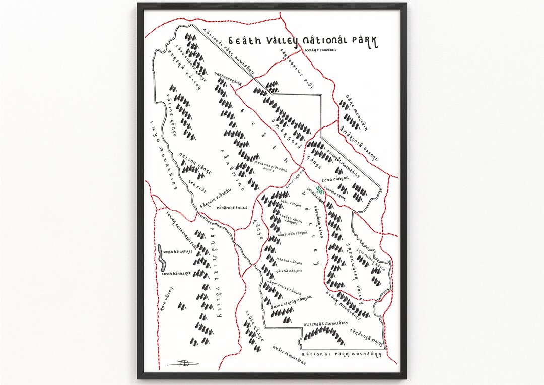 DEATH VALLEY Map Print | National Park Map | Minimalist Map Art | Wall ...