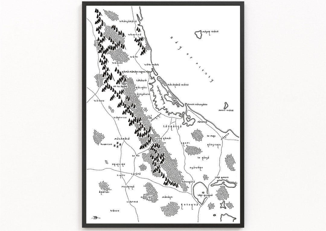 TAURANGA & SURROUND Map Print | Area Map | Minimalist Map Art | Wall ...