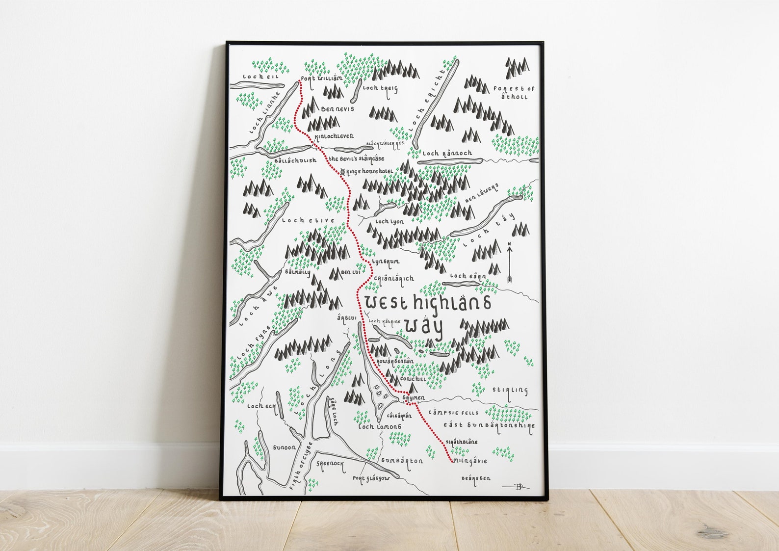The WEST HIGHLAND WAY Map Print | Trail Map | Minimalist Map Art | Wall ...