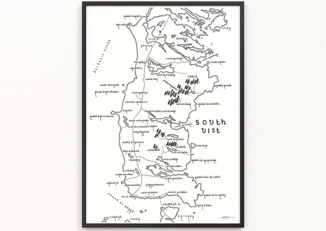 SOUTH UIST Map Print | Minimalist Map Art | Wall Art | Art Print - Etsy UK