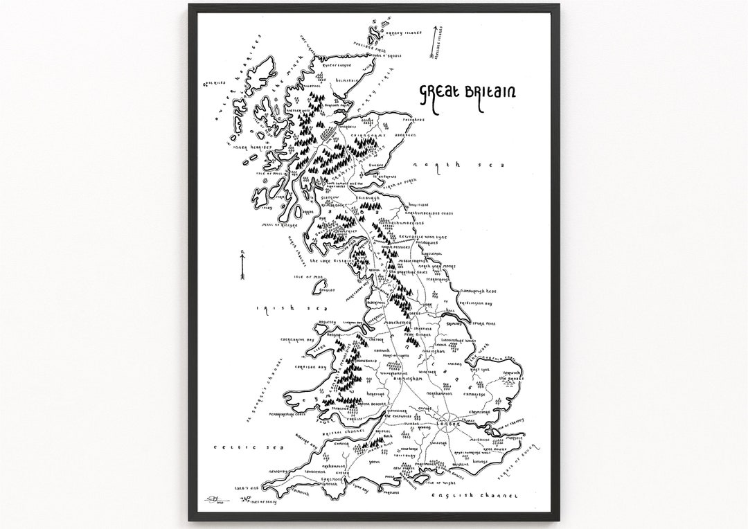 GREAT BRITAIN Map Print | Minimalist Map Art | Wall Art | Art Print - Etsy