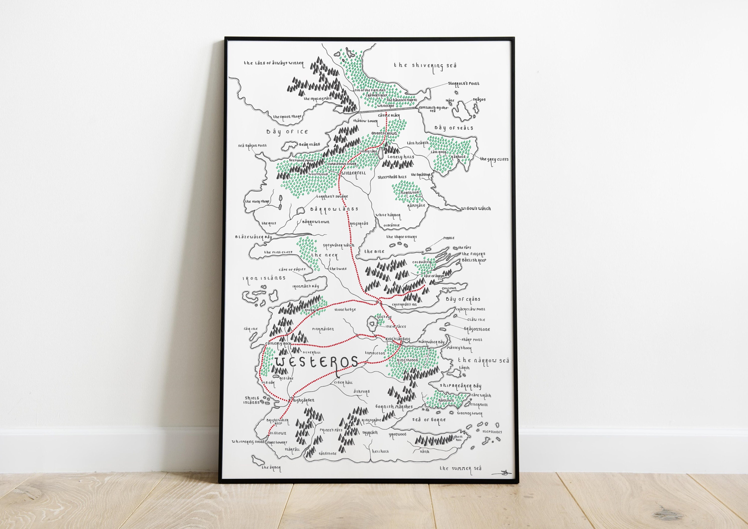WESTEROS (A Game of Thrones) Map Print | Fictional Map | Minimalist Map ...