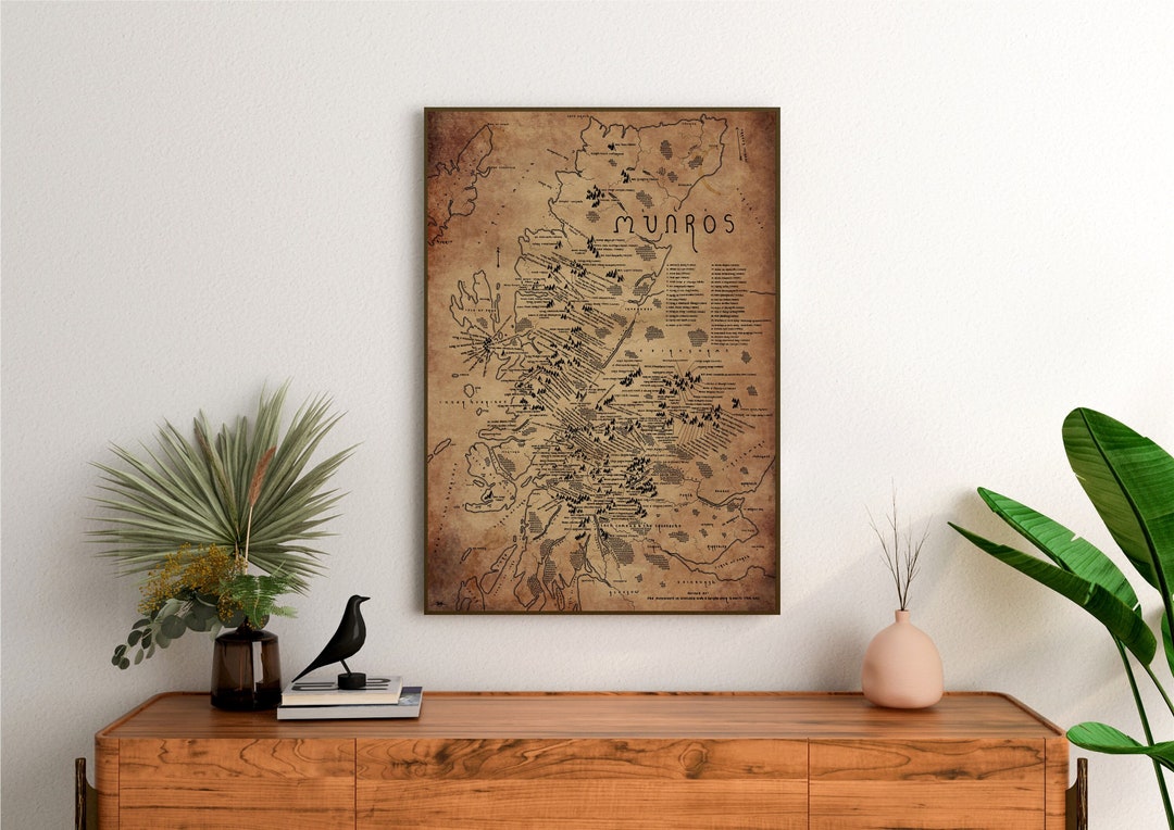 THE MUNROS Digital Edition | Aged Map | Munros Map | Minimalist Map ...