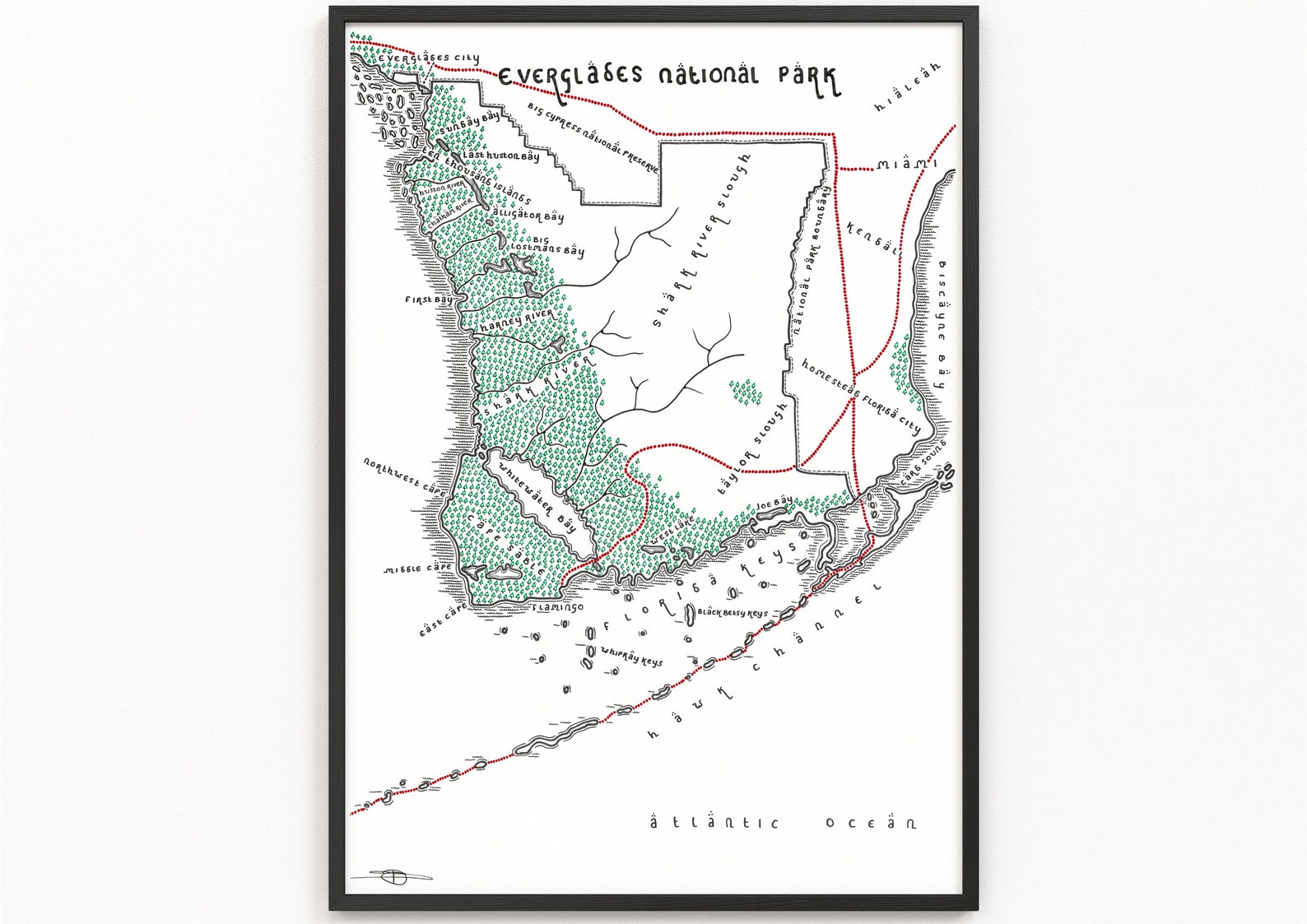 THE EVERGLADES Map Print National Park Map Minimalist Map - Etsy