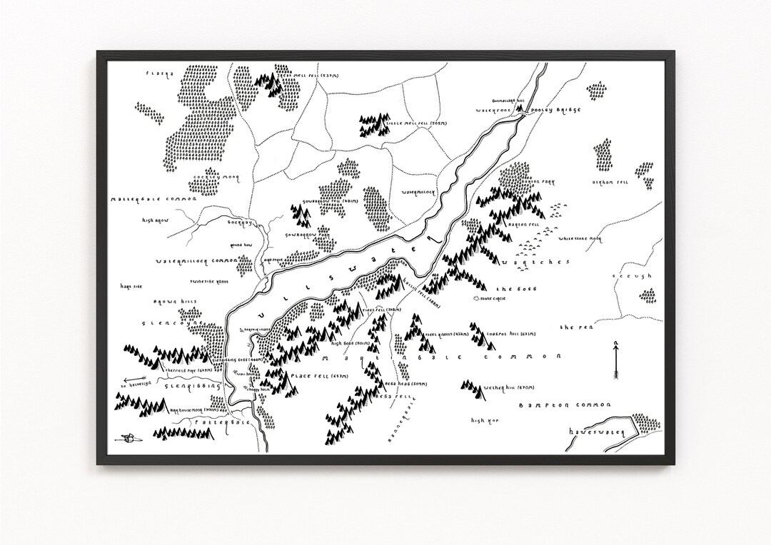 ULLSWATER Map Print | Minimalist Map Art | Wall Art | Art Print - Etsy