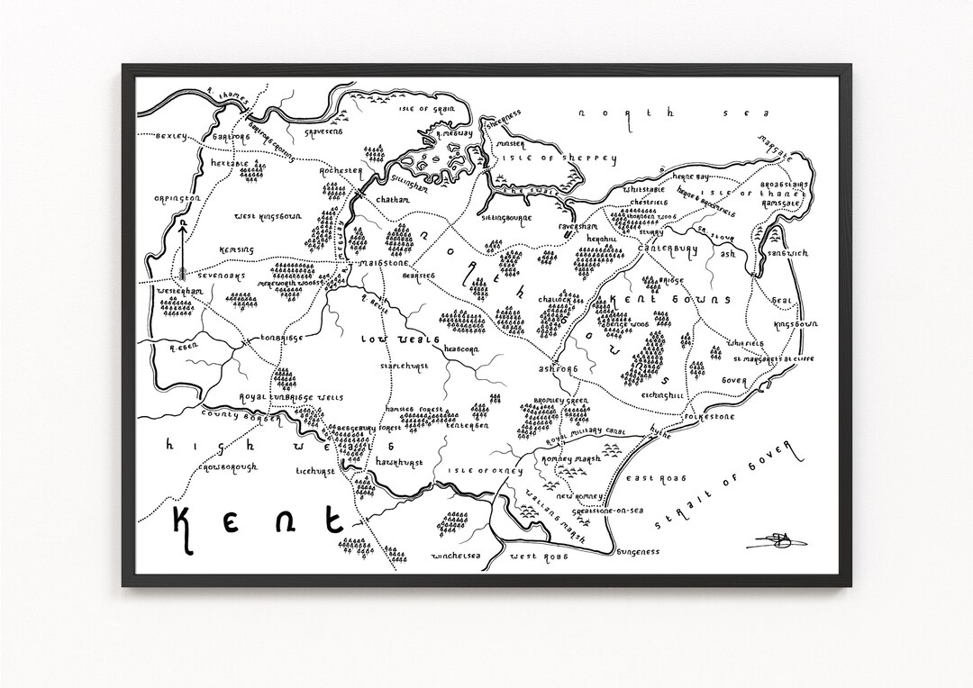 KENT County Map Print | County Map | Minimalist Map Art | Wall Art ...