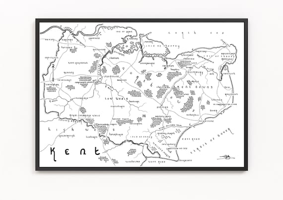 KENT County Map Print County Map Minimalist Map Art Wall - Etsy UK
