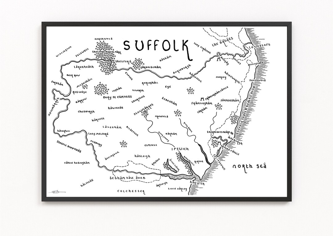 SUFFOLK Map Print | County Map | Minimalist Map Art | Wall Art | Art ...