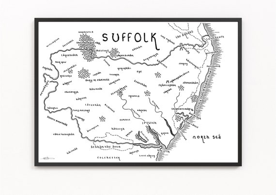 SUFFOLK Map Print County Map Minimalist Map Art Wall Art | Etsy