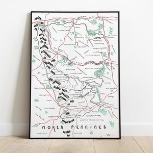 NORTH PENNINES Map Print | Minimalist Map Art | Wall Art | Art Print ...