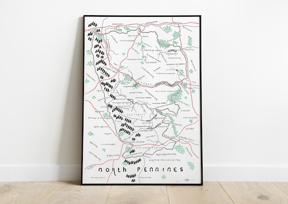 NORTH PENNINES Map Print Minimalist Map Art Wall Art Art | Etsy