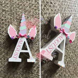 Personalised Handmade Wooden Freestanding Unicorn Style Letter - Etsy