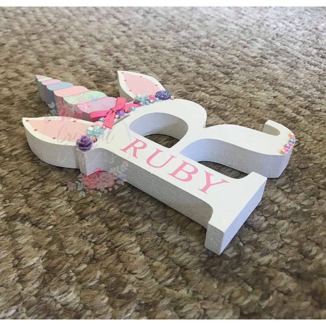 Personalised Handmade Wooden Freestanding Unicorn Style Letter - Etsy