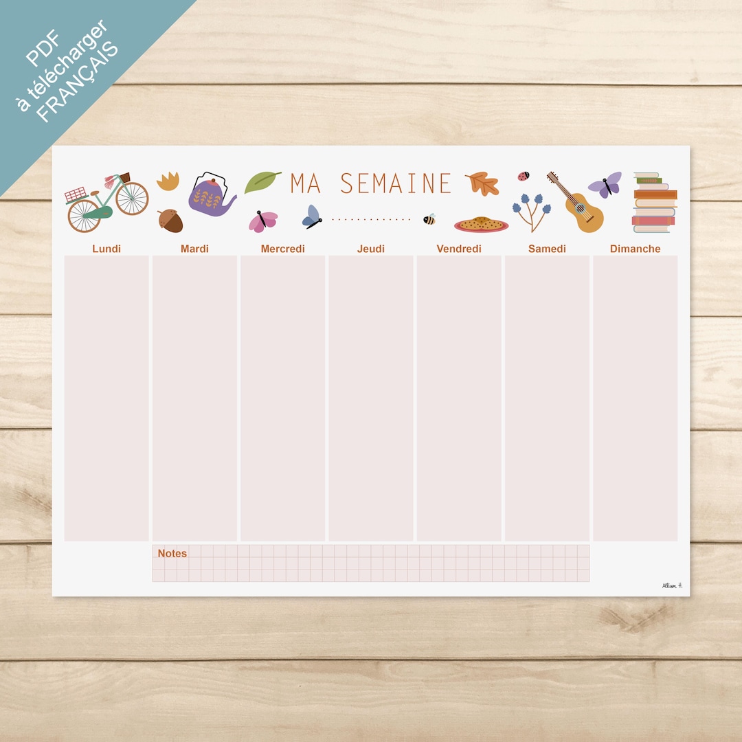 PDF PRINTABLE FRENCH - "my Week" Cozy Vibes (organization, Office ...