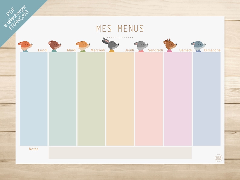 PDF PRINTABLE FRENCH my Menus Animals child Organization, School ...