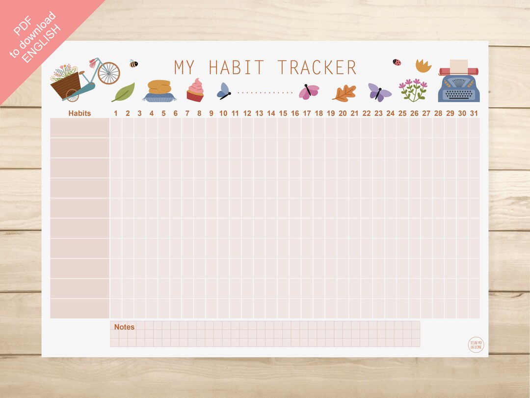 PDF PRINTABLE ENGLISH - "my Habit Tracker" Cozy Vibes (organization ...