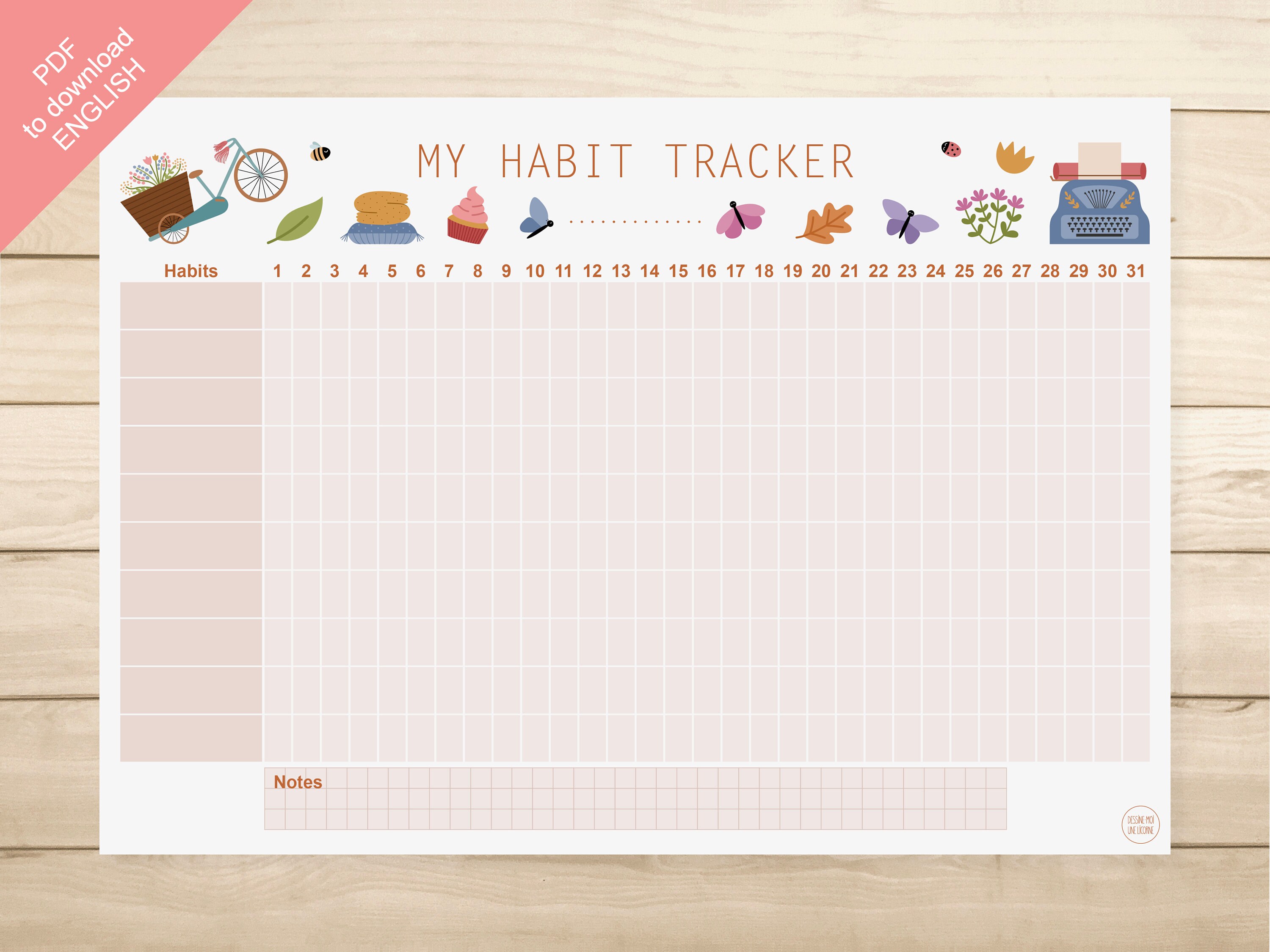 PDF PRINTABLE ENGLISH my Habit Tracker Cozy - Etsy